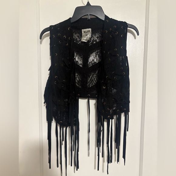 Vocal | Jackets & Coats | Vocal Black Lace Vest With Fringe | Poshmark
